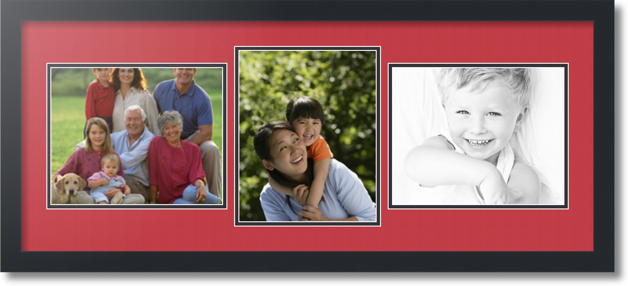 Satin Black Collage Picture Frame with 3 - 8x10 opening(s), Double ...